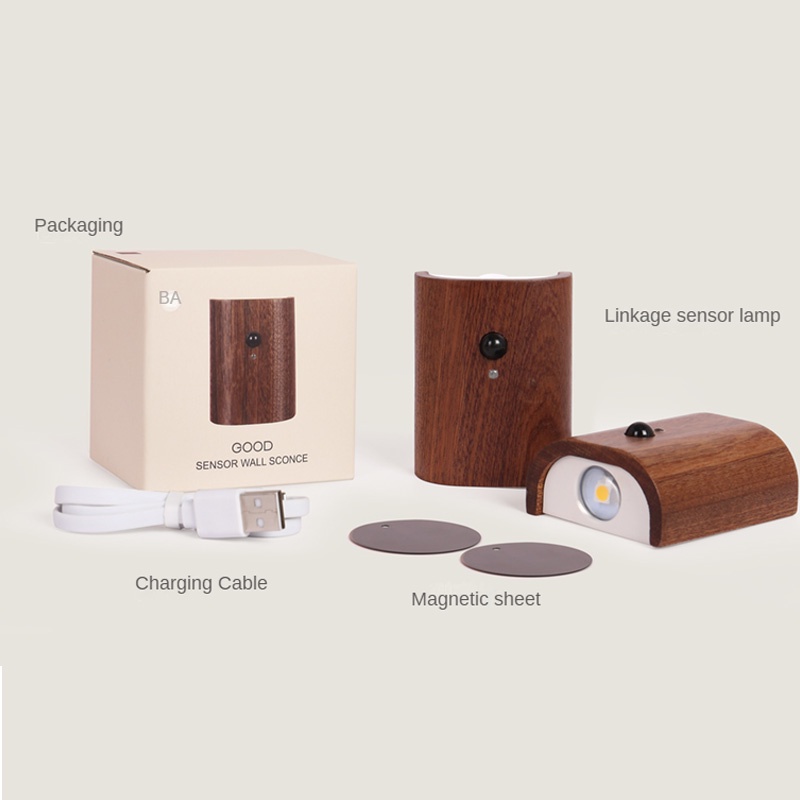 Linkage motion sensor wall lamp wooden human body sensor night light ...