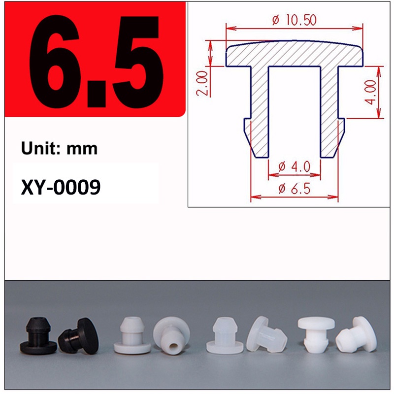 2/5/10Pcs Black Silicone Rubber Snap-on Hole Plug 2.5 3 3.5 4 4.5 5 5.5 ...