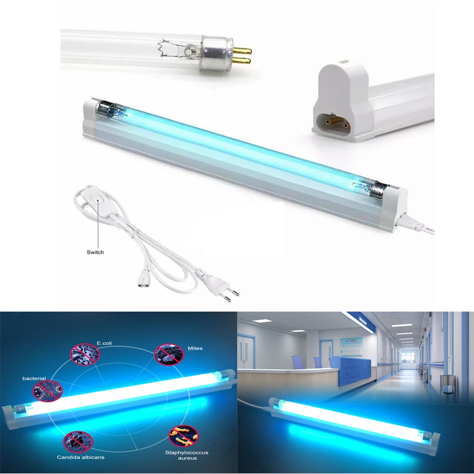 UV Sterilizer 8W/6W 220V EU Plug Disinfection UV Light Home Portable T5 LED Disinfection Lamp ...