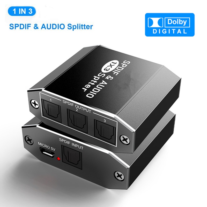 Aluminum Alloy Spdif Toslink Optical Digital Audio Splitter 1x3 Optical ...
