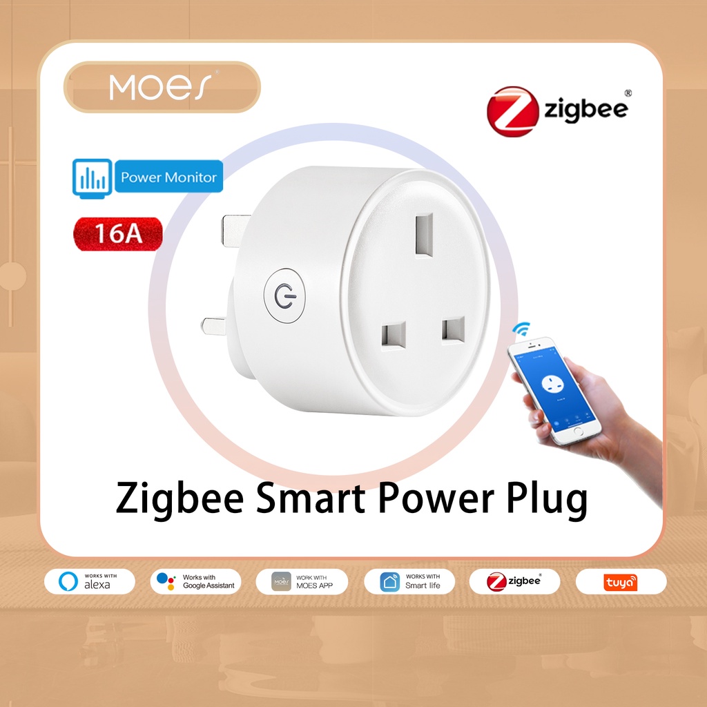 MOES ZigBee Tuya Socket Power Plug 16A Smart APP Wireless Socket Outlet ...