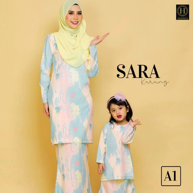 HERNES BAJU KURUNG SARA EXCLUSIVE PRINTED COMOCREPE RAYA 2025 IRONLESS ...