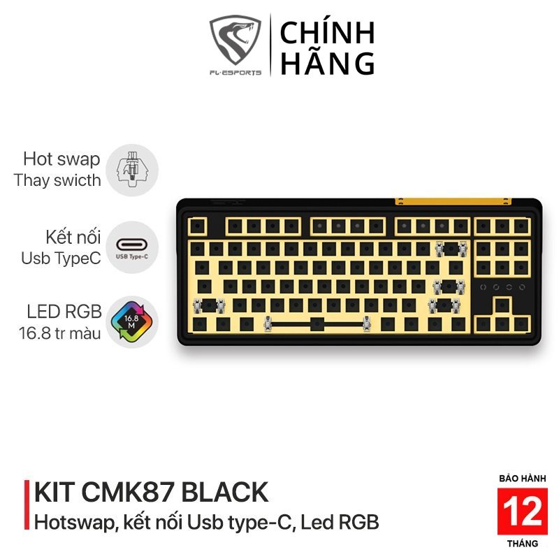 Fl-esports CMK87 Black RGB wired mechanical gaming keyboard KIT - Sweep ...