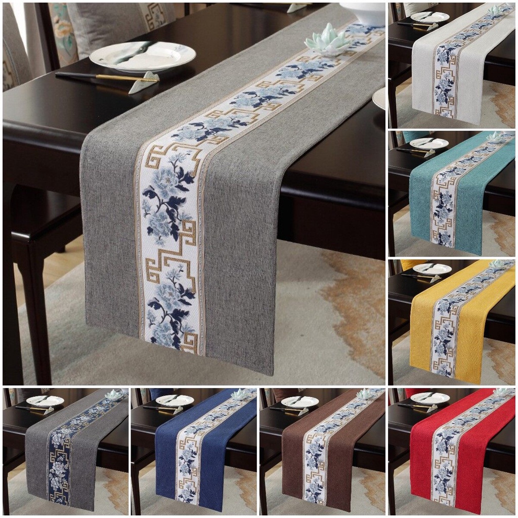 Chinese Style Table Runner Handmade Floral Embroidery Thicked Table ...