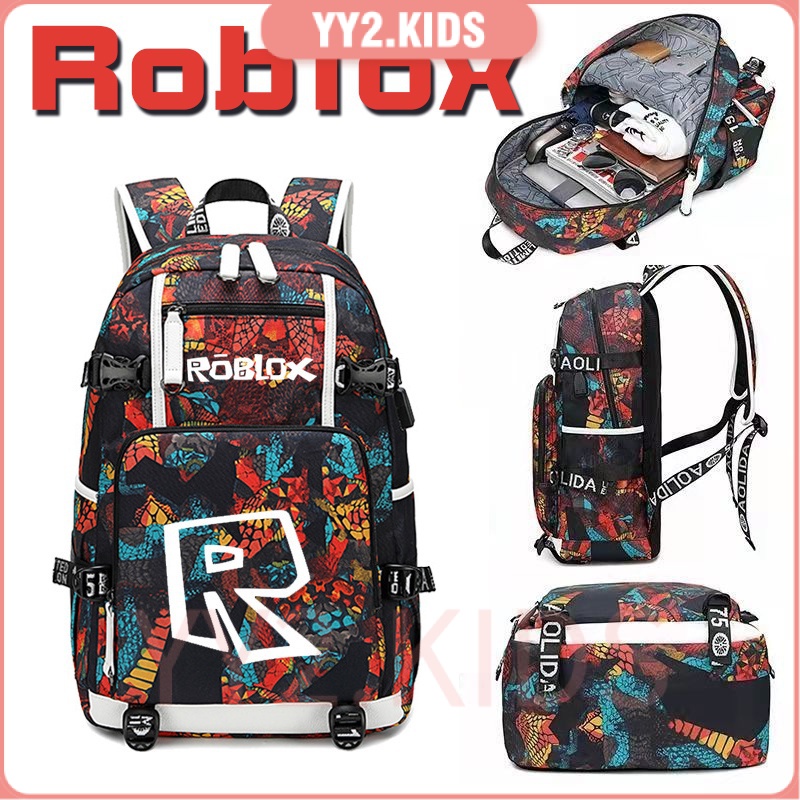 Roblox Game Nylon Waterproof Student Backpack Usb Charging Port Large ...