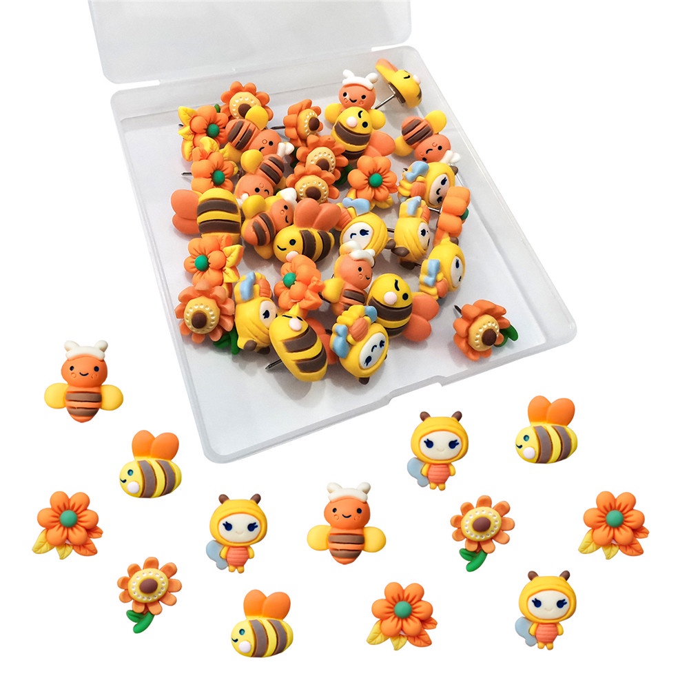 30pcs Cute Flower Push Pins Thumbtack Board Pins Drawing Photo Wall ...