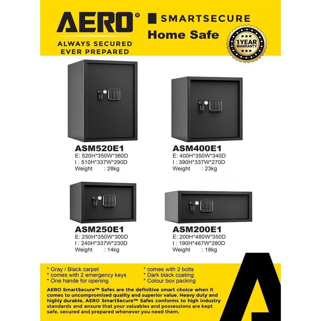 Aero LHDT1107BL Digital Security Box/ Smart Secure/ HomeSafe/ Peti Keselamatan (Black) | Shopee ...