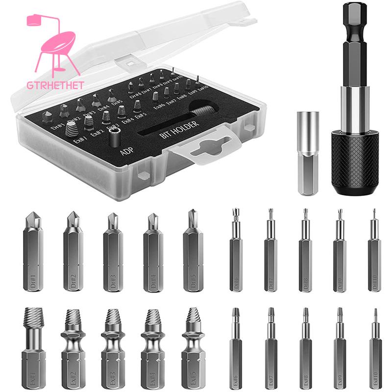 Damaged Screw Extractor Set,22 PCS Stripped Screw Extractor Kit, HSS ...