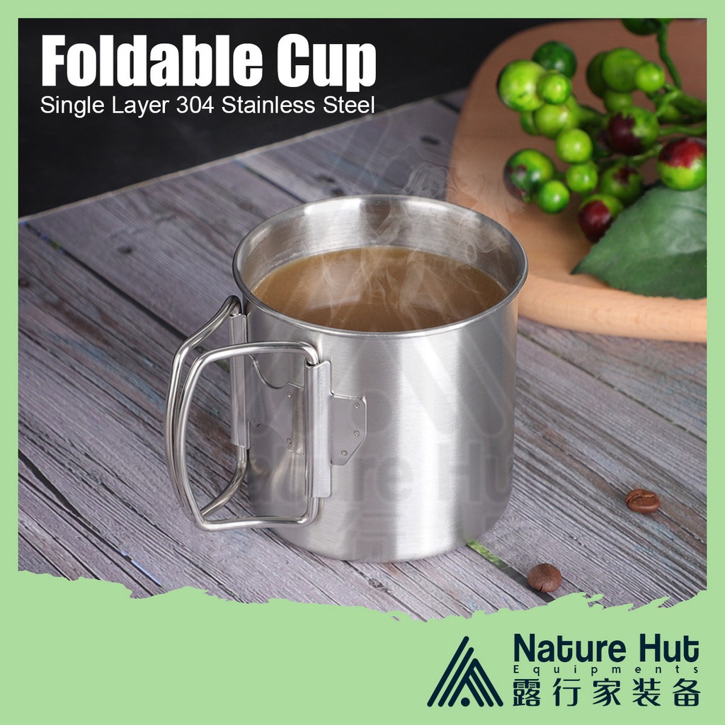 Single Layer 304 Stainless Steel Foldable Handles Cup Portable Outdoor ...