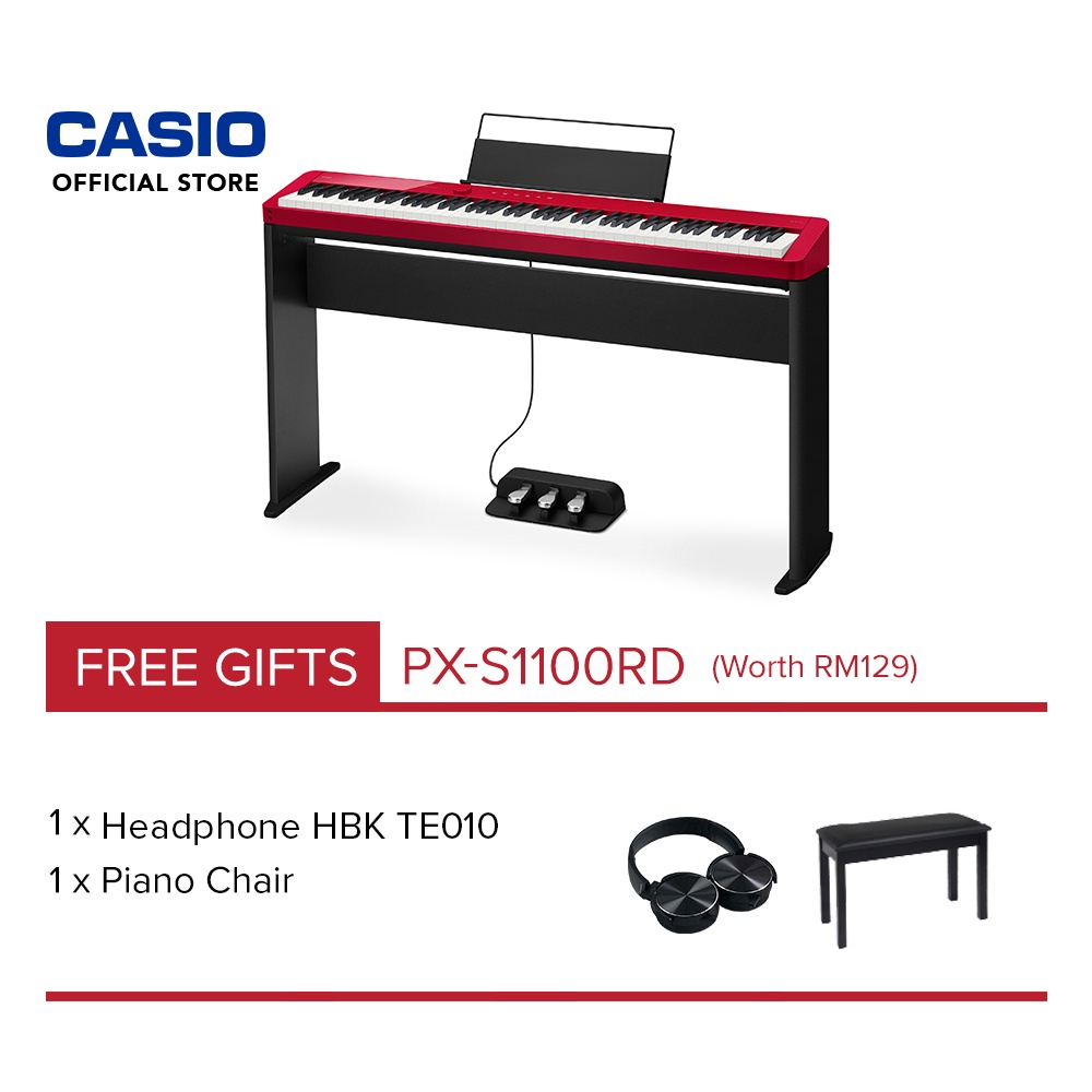 CASIO Privia Digital Piano PX-S1100RD Red (Full Package) | Shopee Malaysia
