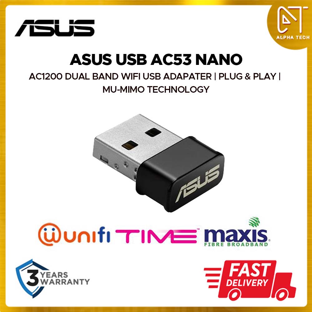 Asus USB-AC53 Nano AC1200 Dual-band USB WiFi Adapter Wireless | Shopee ...