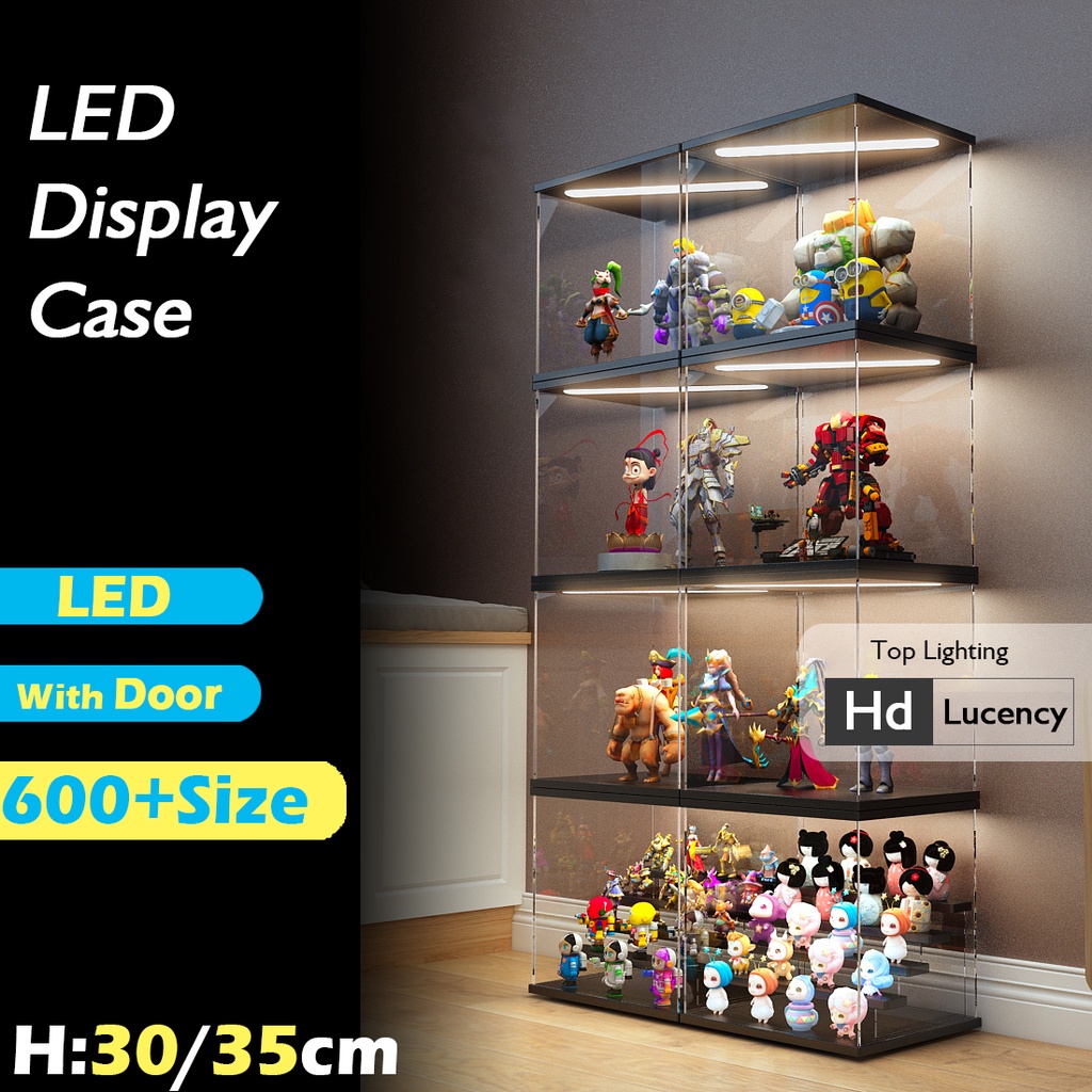 【H30/35cm】With LED Display Case Open-door & Stackable High Density ...