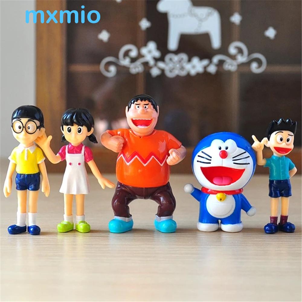 MXMIO 5Pcs/Set Nobita Nobi Kawaii Minamoto Shizuka Doraemon Statue ...