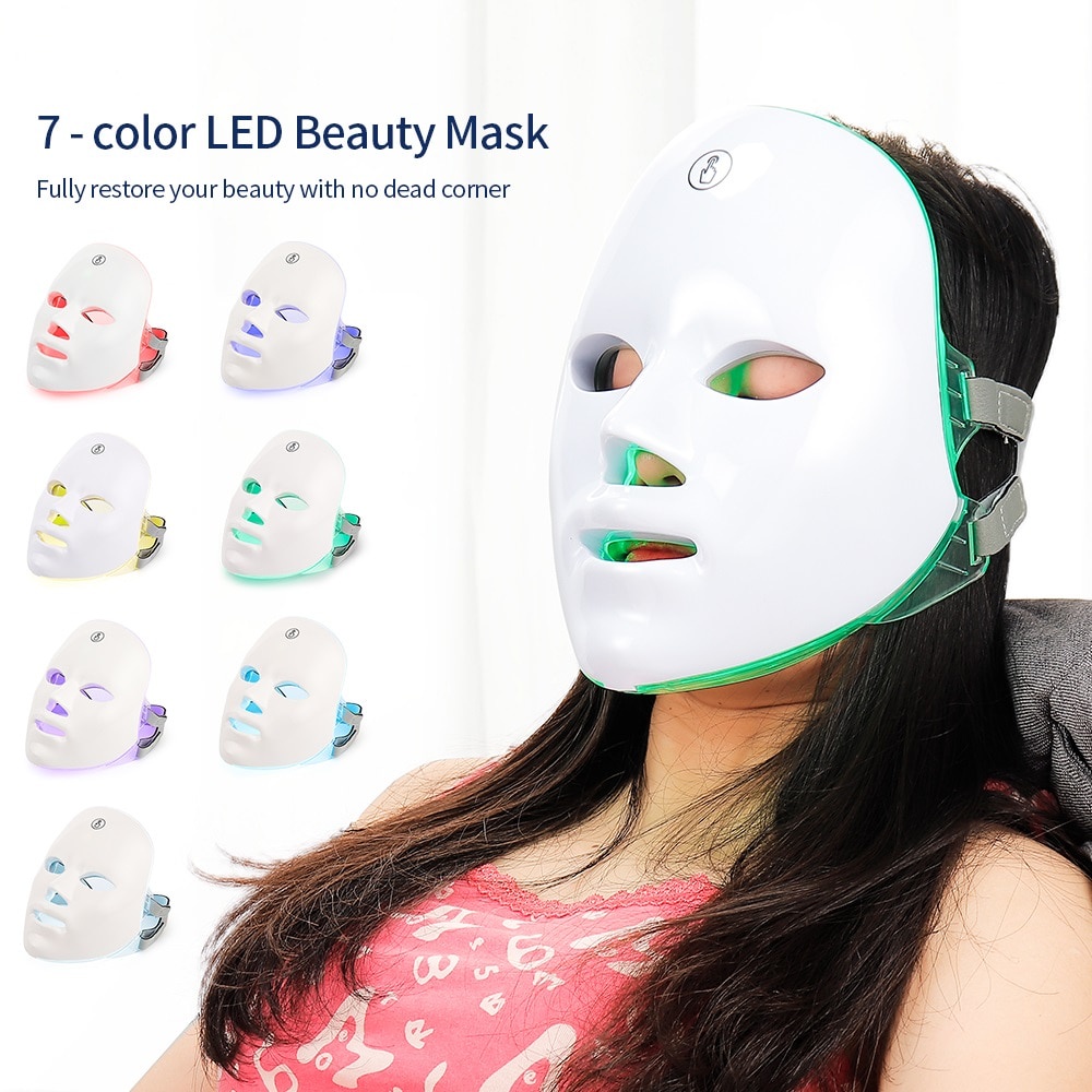 Wireless 7 Mode Facial Mask Red Light Therapy Photon Face Masks Wrinkle ...