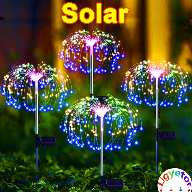 200 LED Outdoor Solar Fireworks Light Solar Ground Plug Fireworks Light ...