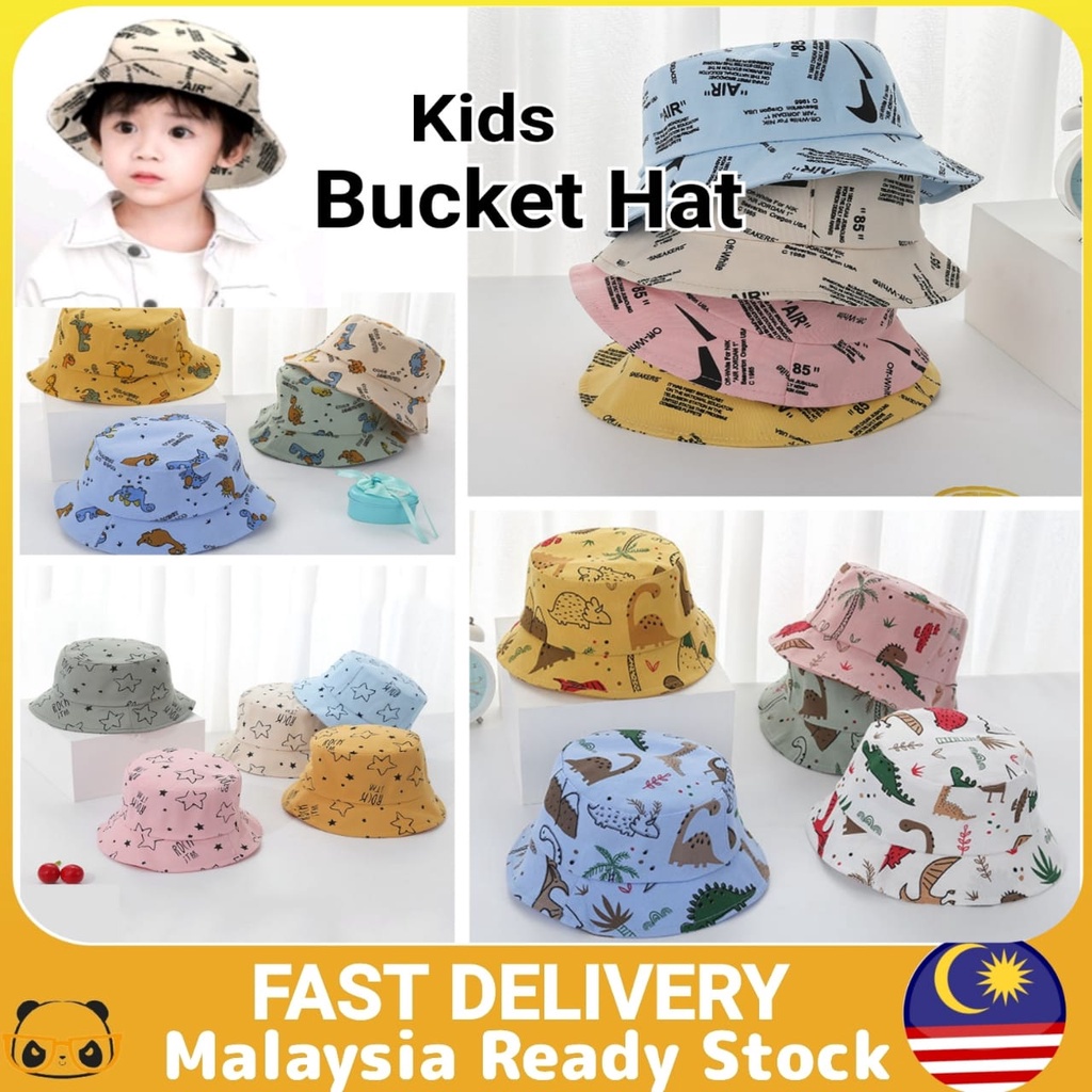 Topi Baldi Baby Budak Kids Bucket Hats Sunshade Cartoon Cotton Hat Cute ...