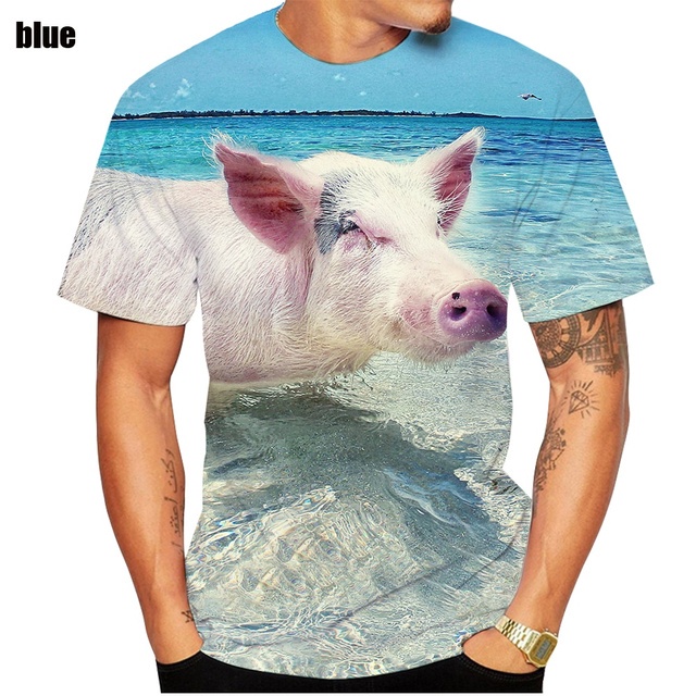 Funny Pig T shirt Men Women Fashion Oversized T-shirt Kids Hip Hop Tops ...