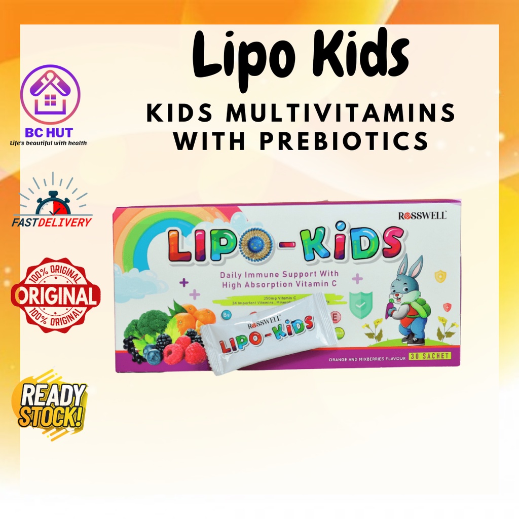 [BC_HUT] ORIGINAL LIPO KIDS (30 sachets) TRIPLE ACTION MULTIVITAMIN FOR ...