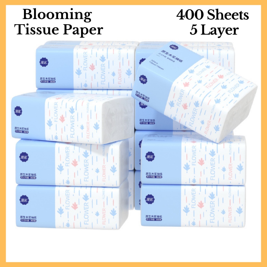 Tissue Paper Soft Facial Tissue 400 Sheets 5 Ply Tisu Paper Murah 漫花抽纸 ...