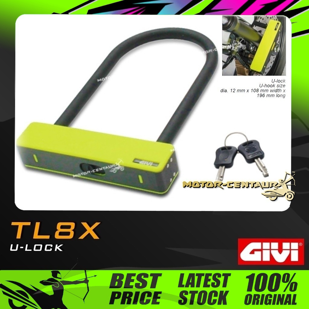 KUNCI MOTOSIKAL GIVI SECURITY U-LOCK TL8X TL8-X | Shopee Malaysia