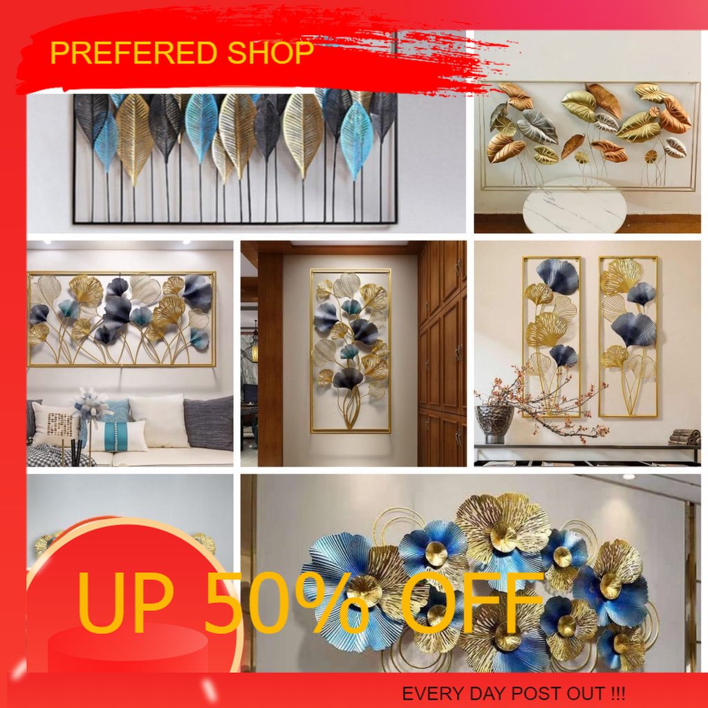 🔥RUMAH DECO🔥 Metal Golden Leaves Wall Frame Decoration Hiasan Dinding ...