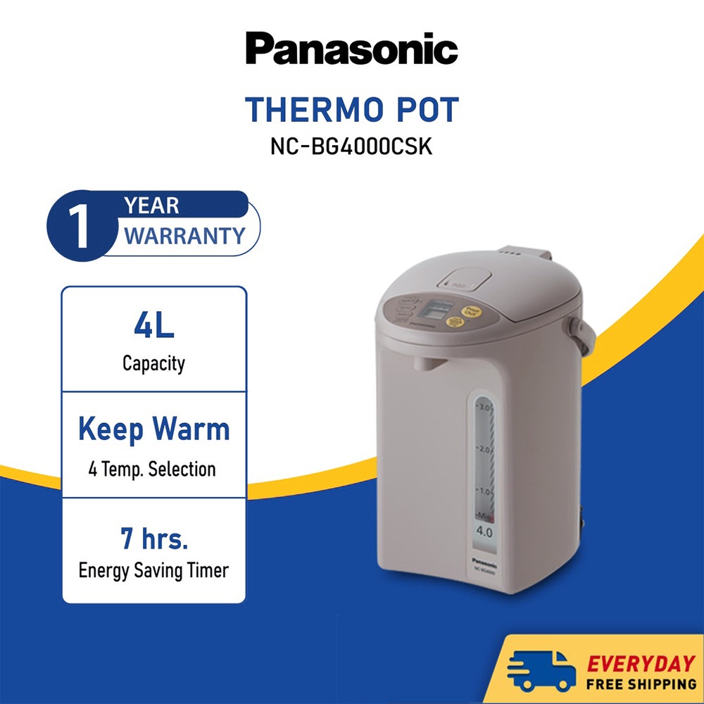 PANASONIC NC-BG4000 Thermo Pot 4.0L NC-BG4000CSK Keep Warm 6 Hours Timer Slow Drip Cafe Boiling ...