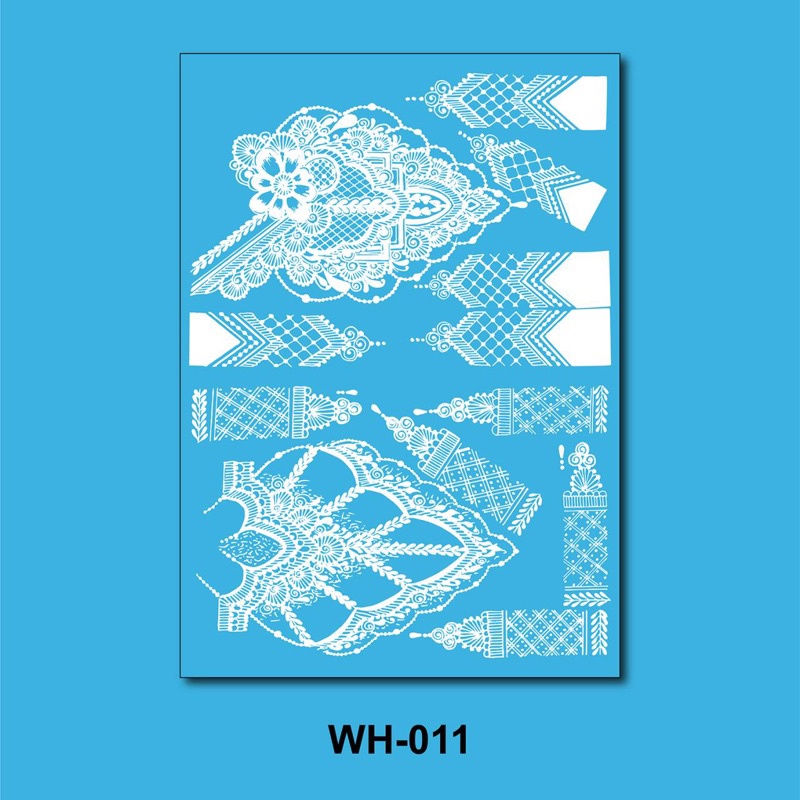 [2 tangan] Henna sticker instant tattoo white stickers inai stiker inai ...