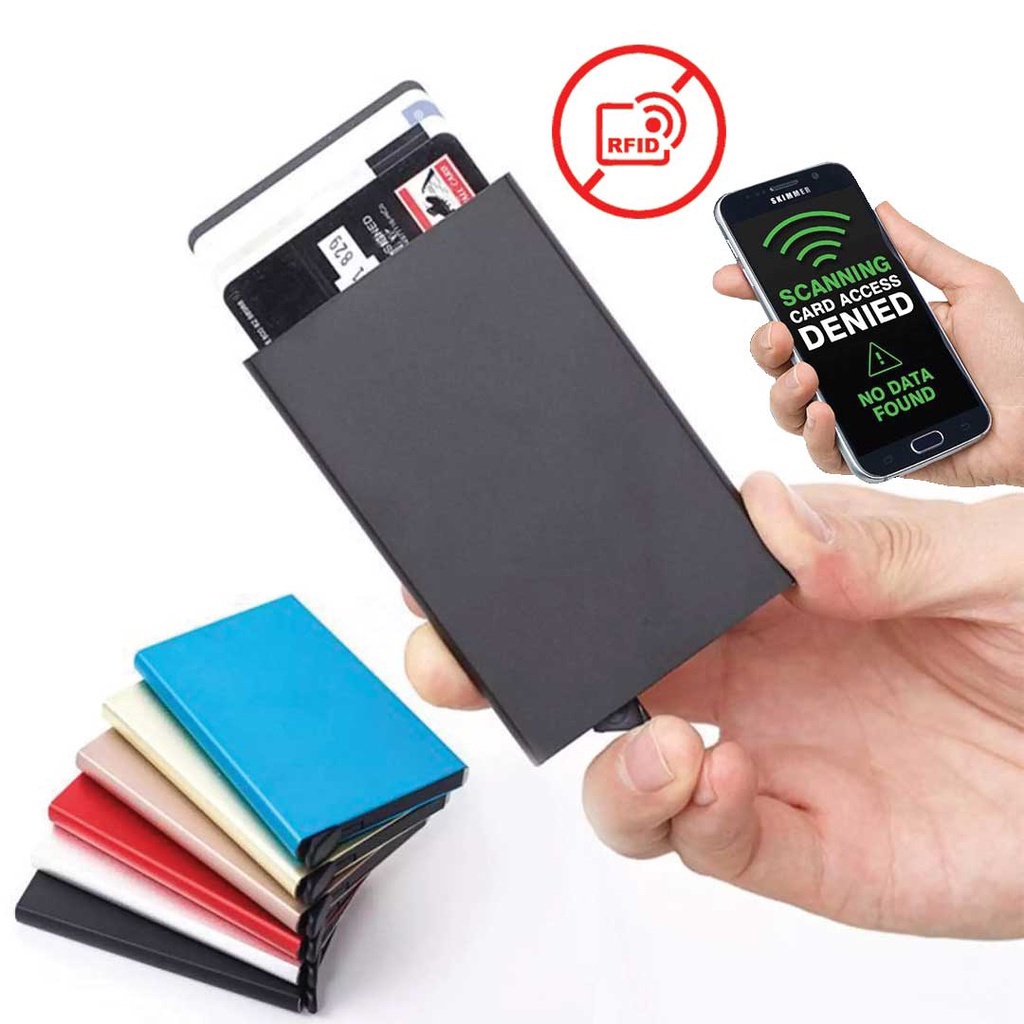 RFID Credit Card Holder Slim Thin Pop Up Smart Wallets Men Women ...
