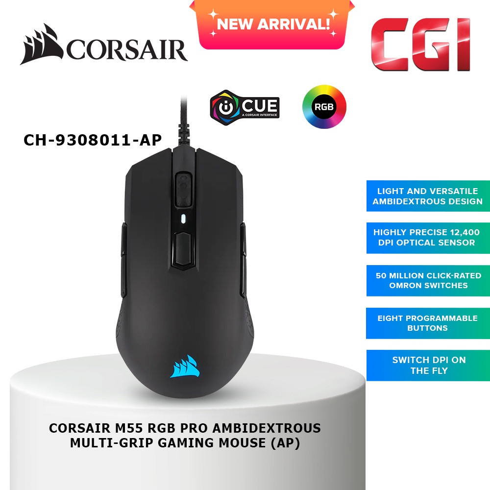 Corsair M55 RGB PRO Ambidextrous Multi-Grip Gaming Mouse (CH-9308011-AP ...
