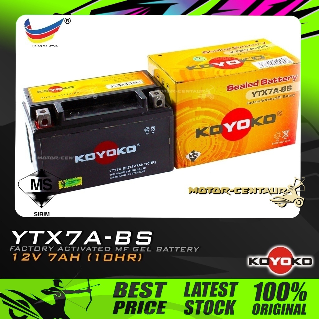 BATERI MOTOSIKAL KOYOKO GEL BATTERY YTX7A-BS FOR SYM JET 125, VF3I 185 ...