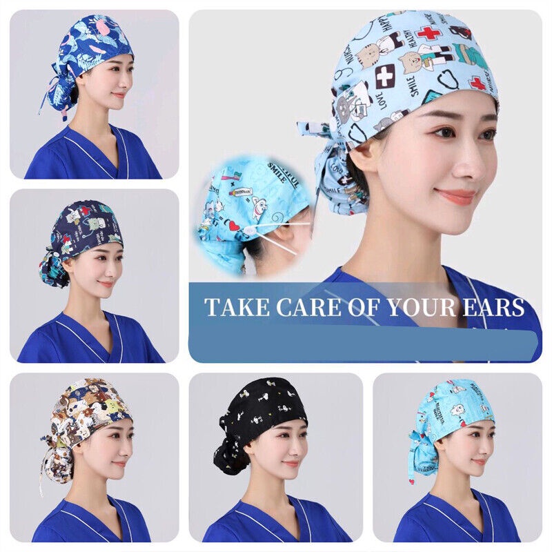 1x Medical Cap Doctor Surgical Hat Work Scrub Clean Nurse Head Cover ...
