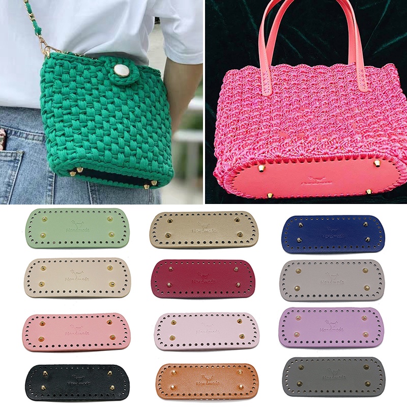 Solid Color PU Accessories Long Oval DIY Accessory Lychee Logo Leather ...