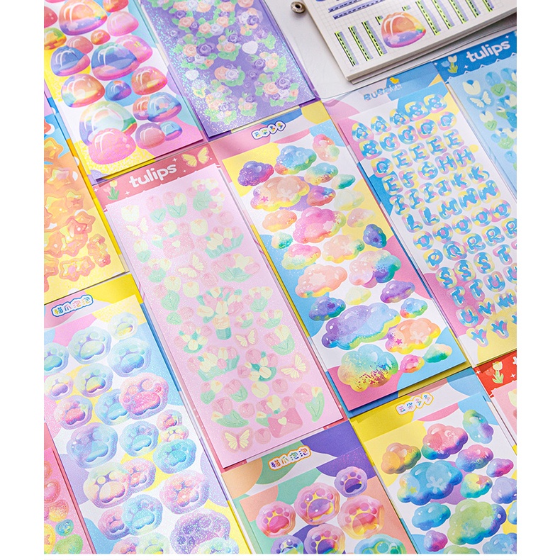 Creative new cute cartoon sticker polco card theme sticker set 创意新品可爱卡通 ...