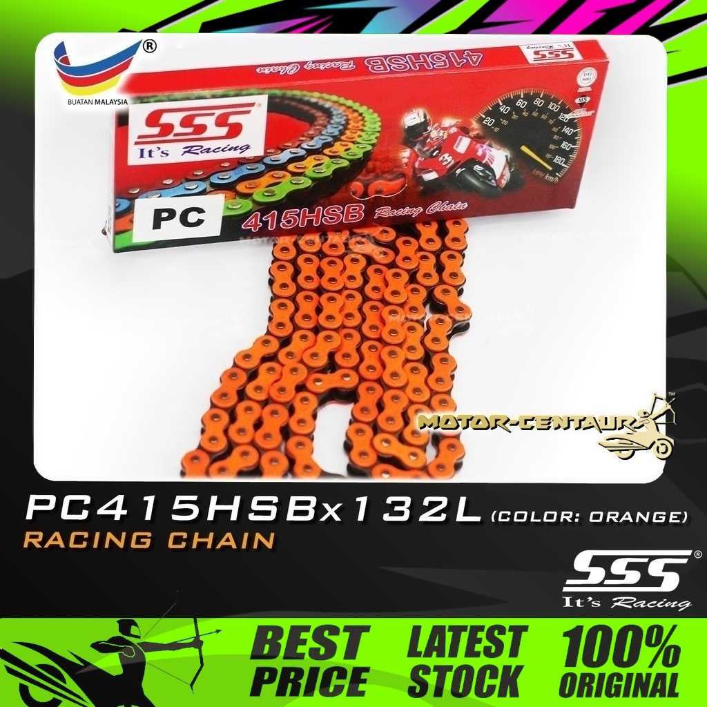 RANTAI MOTOSIKAL SSS RACING CHAIN PC 415HSB X 132L ORANGE PLATED (OUTER ...