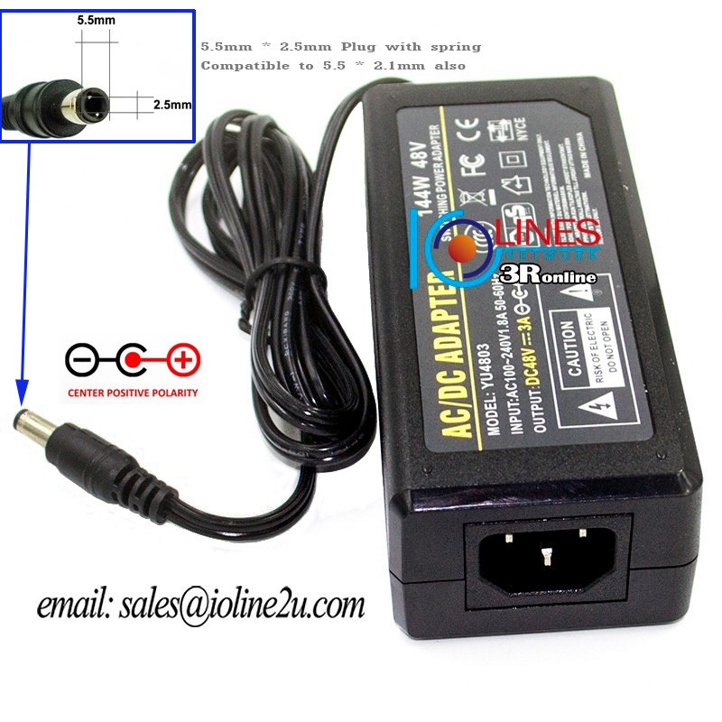 48V DC 3A 144w Switching Power supply adapter for POE Switch CCTV AC/DC NVR PSU Replacement AC ...