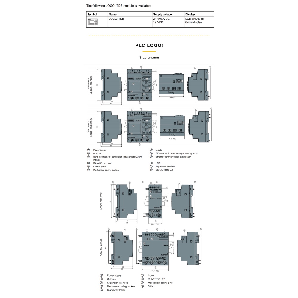 Puraysit New LOGO 12/24RCE Logic Module 6ED1052-1MD08-0BA0 full replace 6ED1052-1MD00-0BA8 8 DI ...