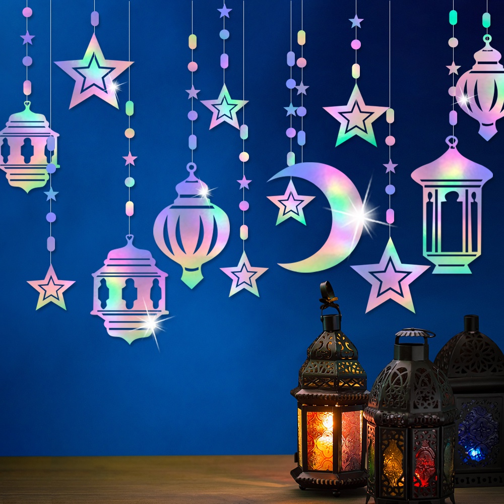 6pcs/pack Ramadan Decoration Moon Star Hanging Pendant For Home Eid Al ...