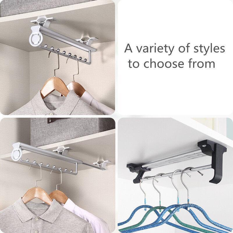 Retractable Wardrobe Rail Clothes Hanger Towel Coat Rack Closet Cabinet ...