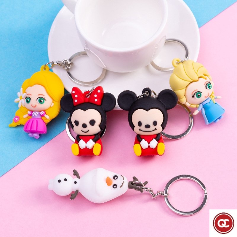 QC 3D Cute Cartoon Princess Mickey Key Pendant Toys Key Chain for Kids ...