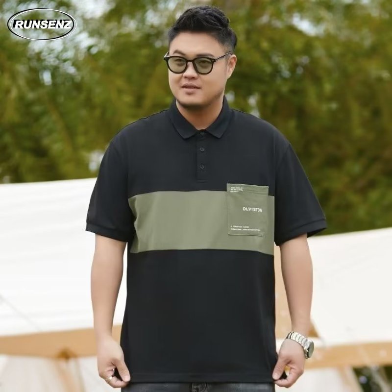 M-8XL Plus Size Polo Shirt Men Premium Casual Loose Oversize Polo T Shirt Short Sleeve Top ...
