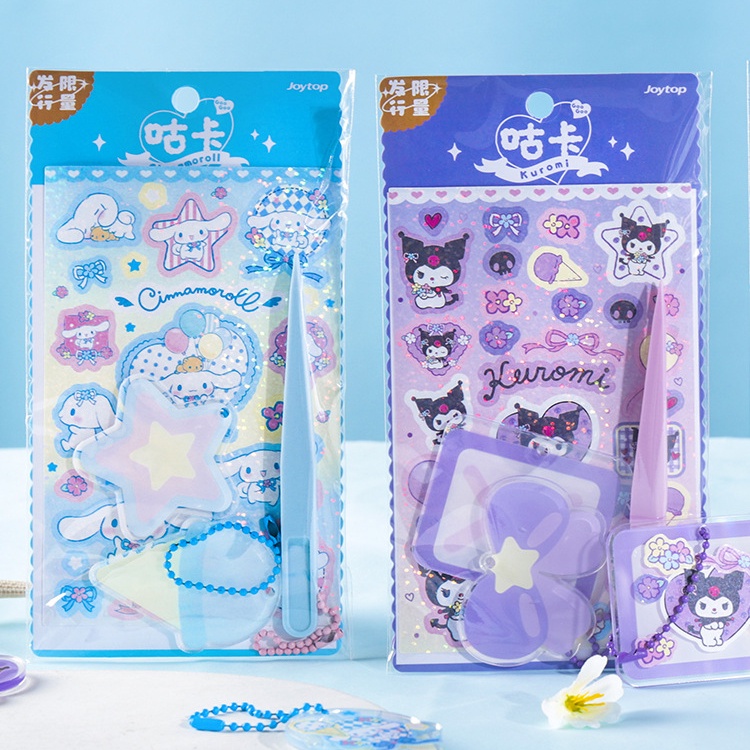 Sanrio Flower Sticker Set with Cute Keychain Set DIY Pendant Random ...