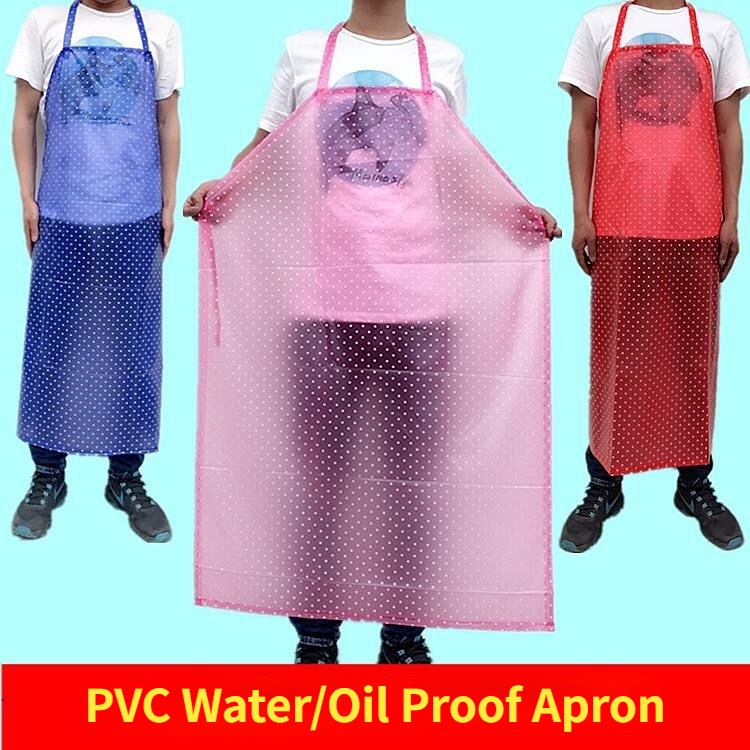 Waterproof Oilproof PVC Apron Kitchen Aprons Arm Oversleeve Plastic ...