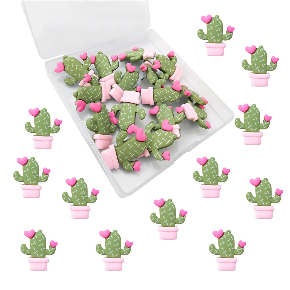 15pcs Cute Cactus Heart Push Pins Thumbtack Board Pins Drawing Photo ...