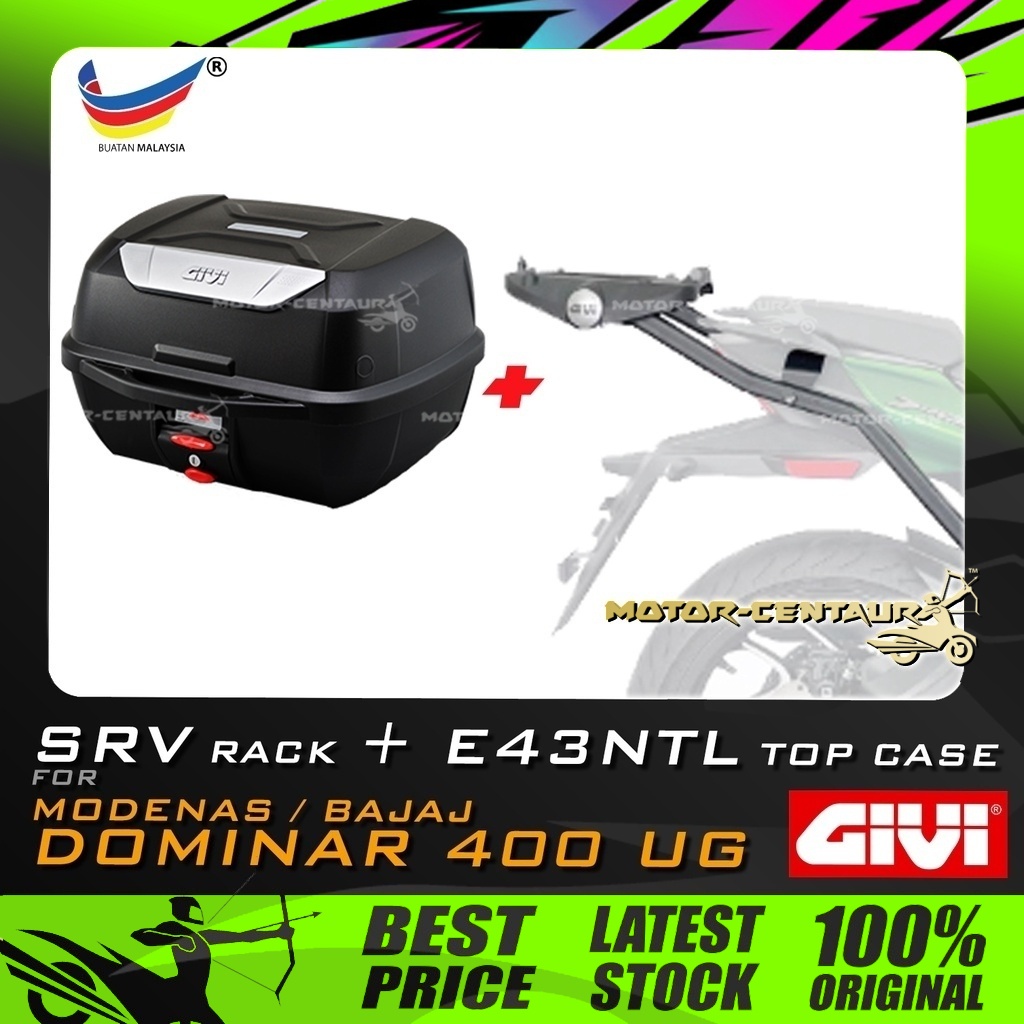 SET KOMBO KOTAK/BOX GIVI E43 E43NTL TOP CASE + MODENAS DOMINAR 400 UG ...