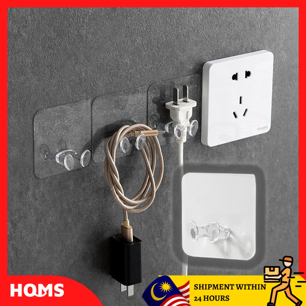 HOMS Transparent Punch Free Power Plug Socket Holder Wall Storage Hook ...