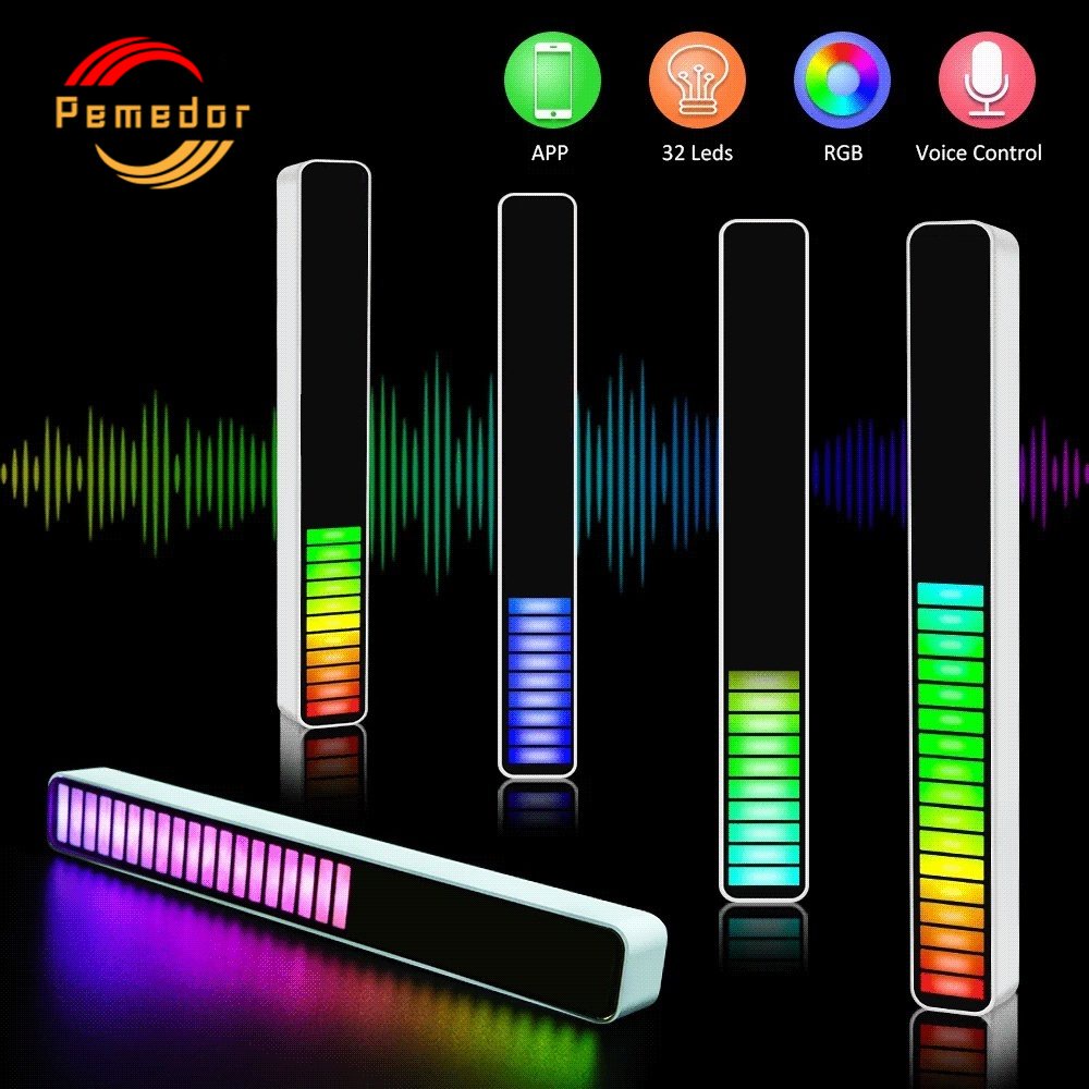 Car Music Sound Control Light RGB Voice-Activated Rhythm Ambient Light ...