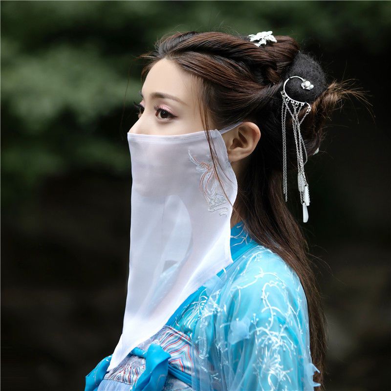 Ancient Style Embroidered Veil Ancient Hanfu Cover Face Hanging Ear ...