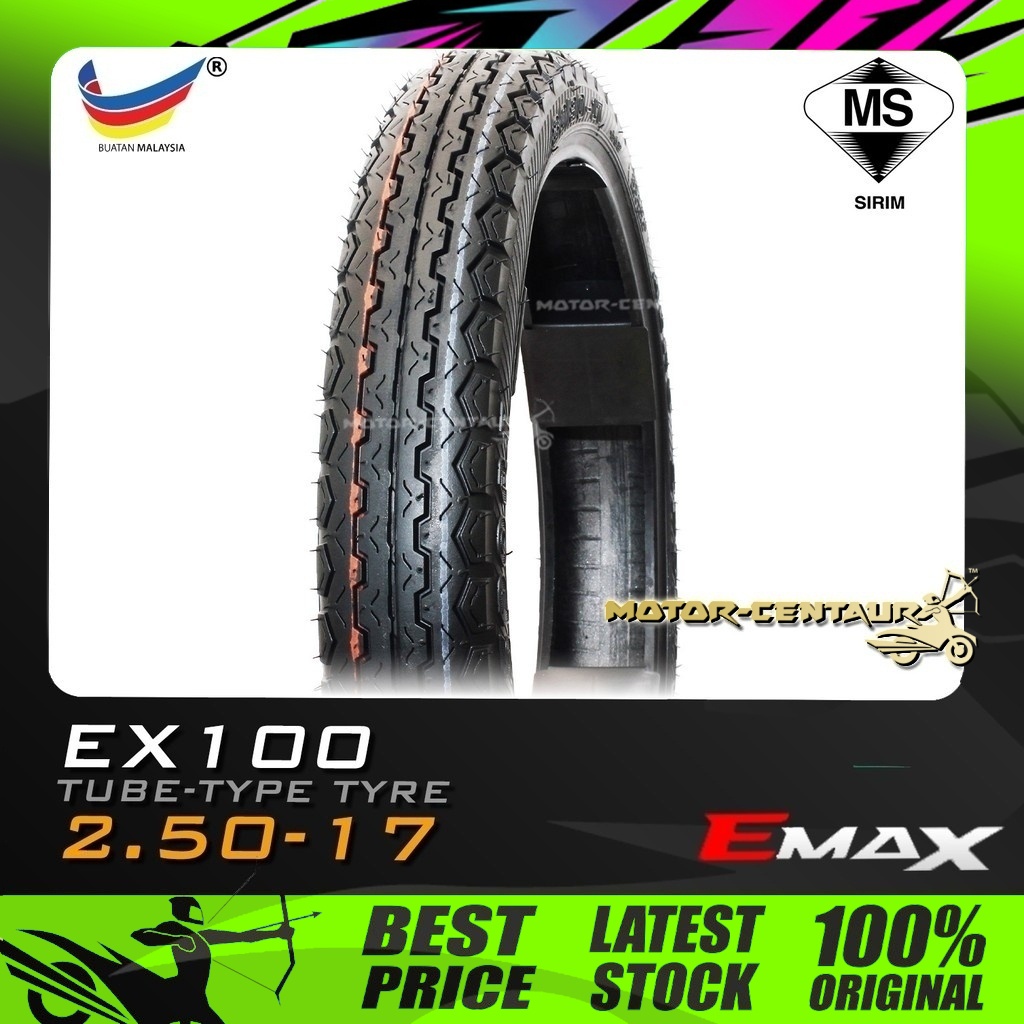 TAYAR E-MAX (EMAX) TUBE-TYPE TYRE EX100 2.50-17 (250-17) (BUNGA TT100 ...