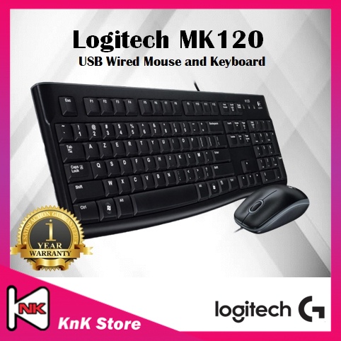 Logitech MK120 USB Wired Keyboard Mouse Combo [ B100 / K120 / MK120 ...