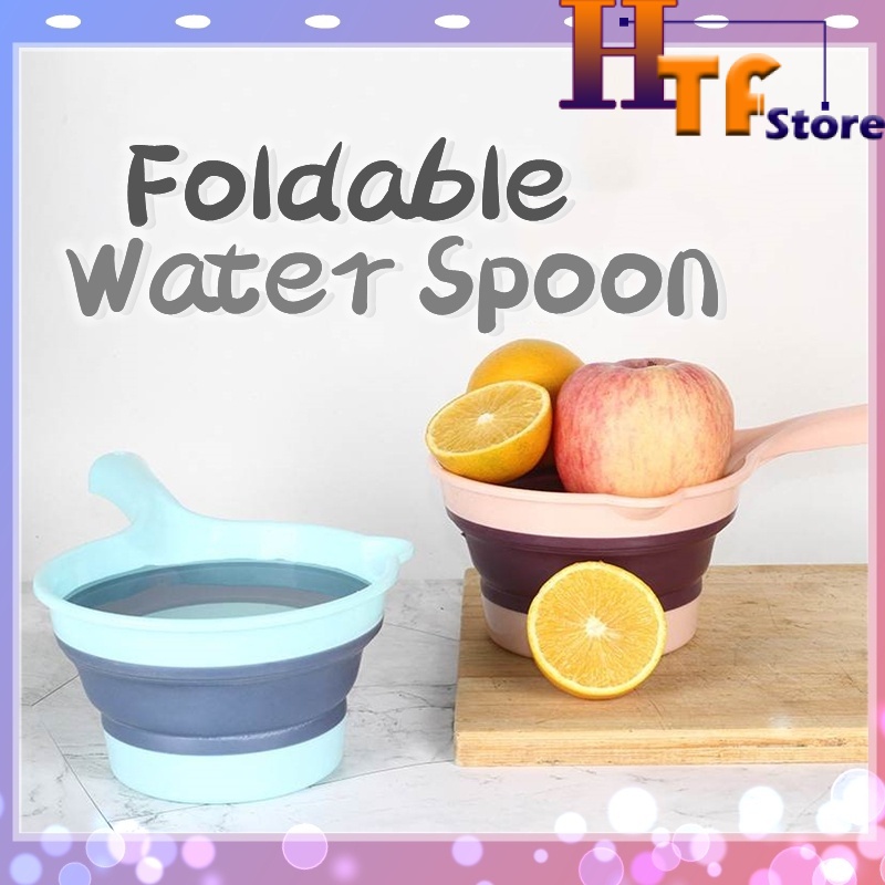 Multipurpose Portable Folding Water Spoon Silicone Scoop Large Handle ...